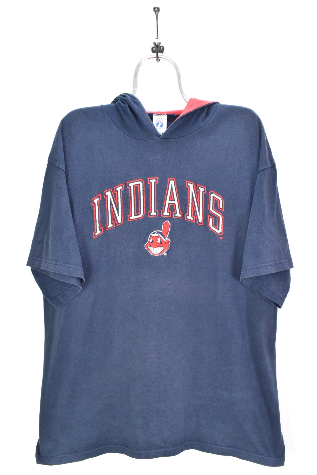 VINTAGE NHL CHICAGO INDIANS EMBROIDERED HOODED T-SHIRT | XL